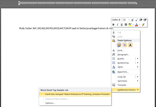 Creating Smart Tags In Word 2010 Using VSTO